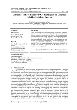 Comparison of Multicarrier PWM Techniques for Cascaded H-Bridge Multilevel Inverter | PDF