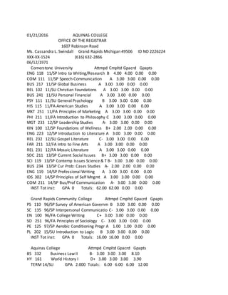 final unofficial transcript | DOCX