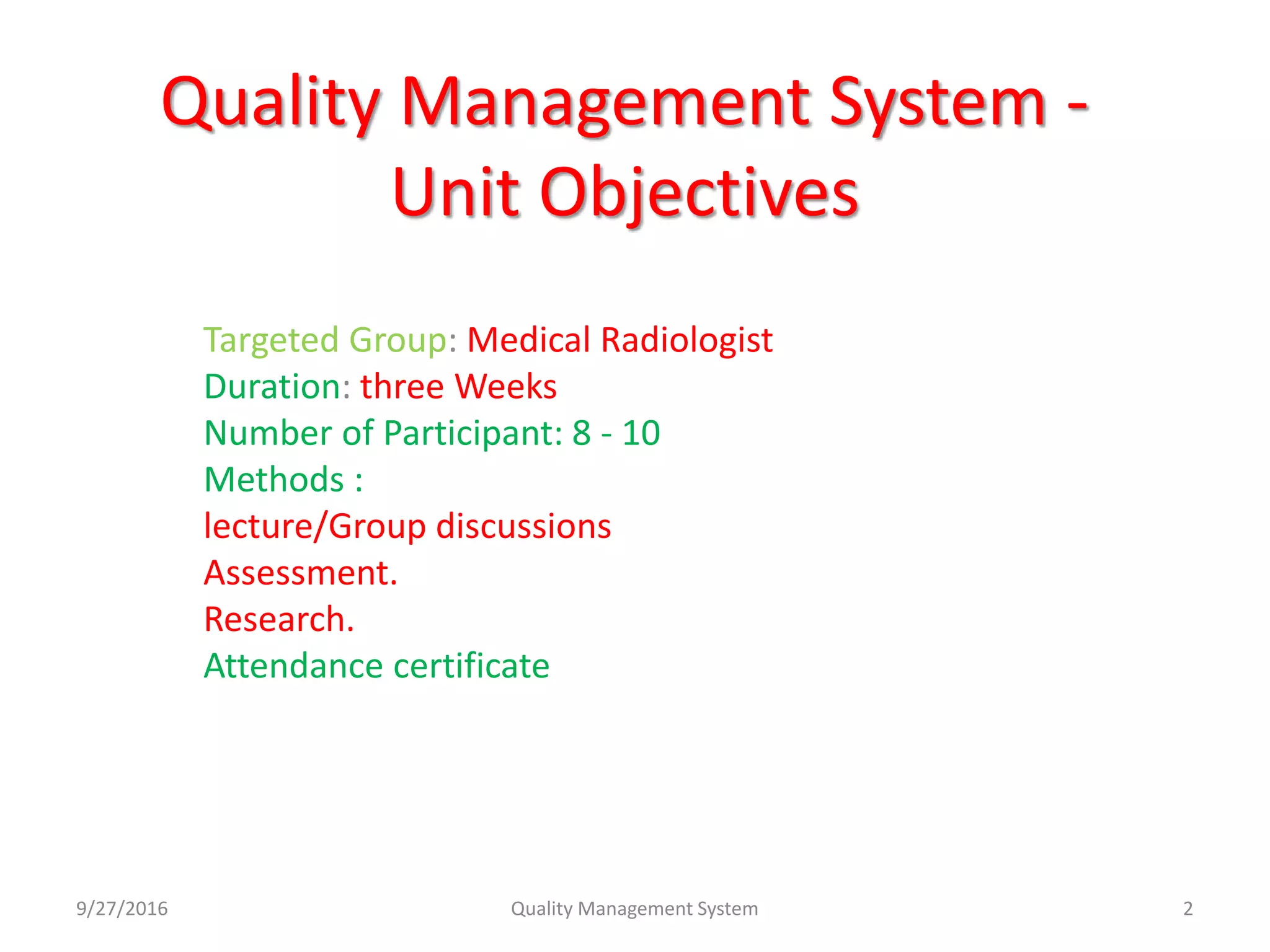 Quality Management System - Objectives | PPTX