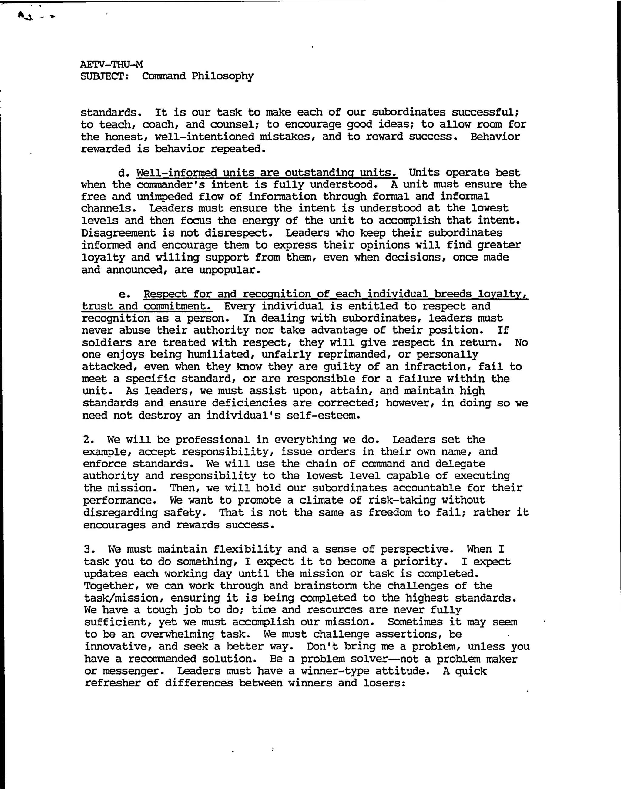 Command Philosophy - 1994 | PDF