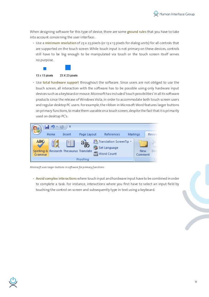 SMARCOS HIG Paper on Designing Touch Screen Interfaces