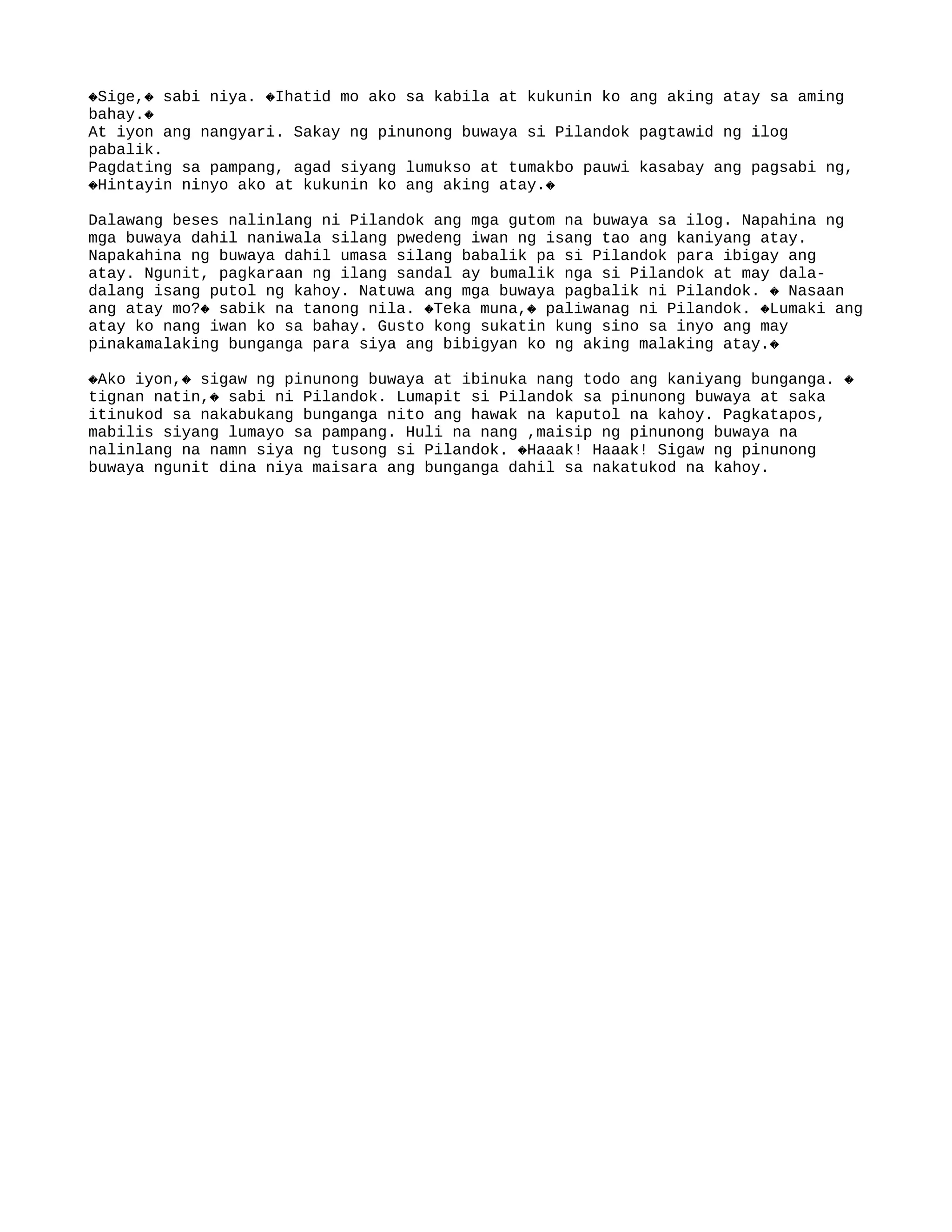 PILANDOK AT ANG BUWAYA | PDF