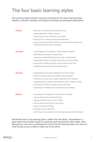Zhenzhen_Zhang_The Learning Styles Indicator_Feedback Report | PDF | Educational Assessment ...
