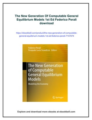 The New Generation Of Computable General Equilibrium Models 1st Ed ...
