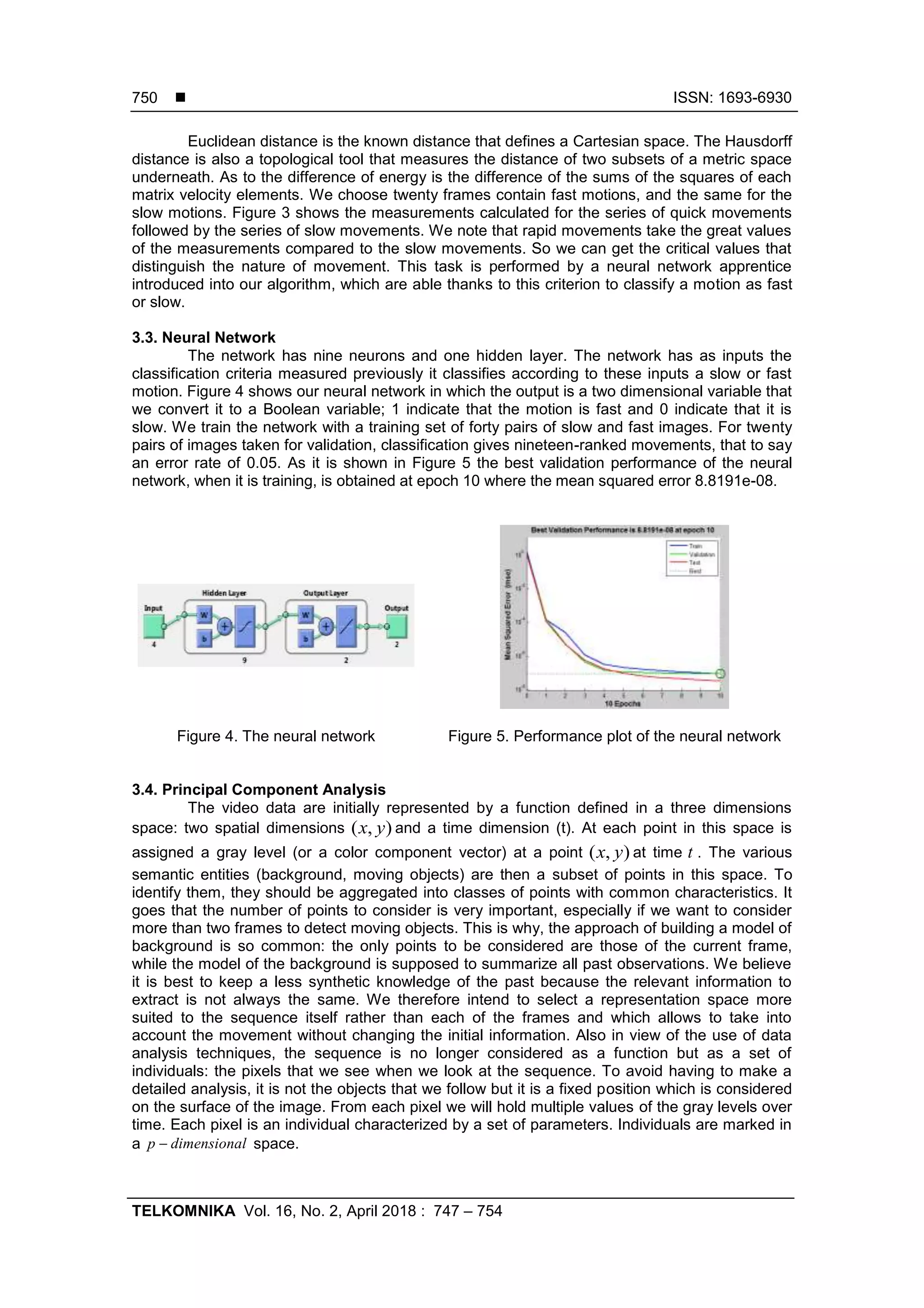 Motion Detection and Clustering Using PCA and NN in Color Image Sequence | PDF
