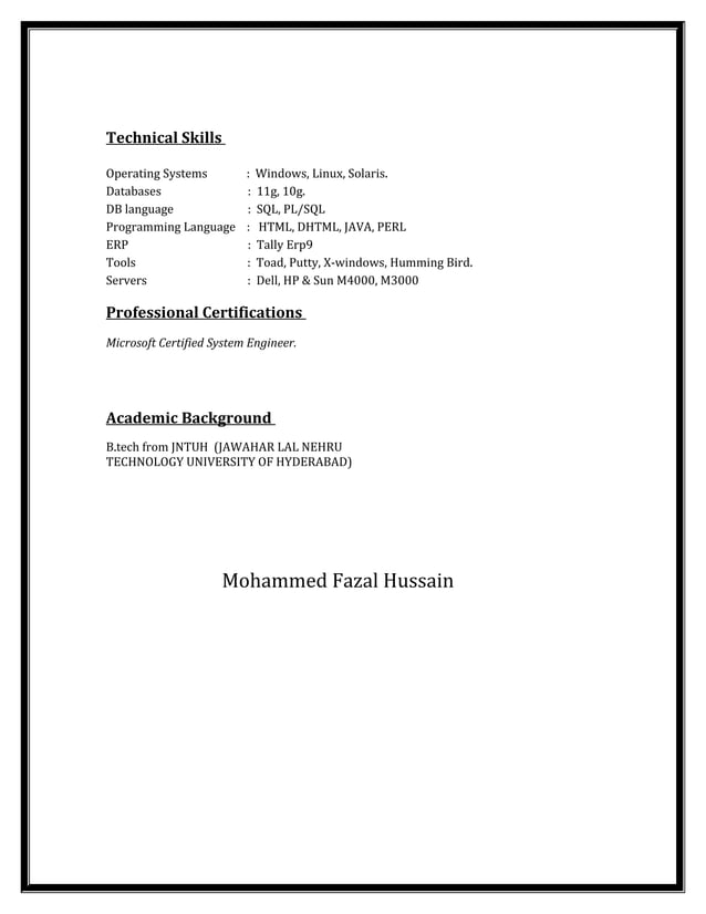 Resume- Fazal Hussain (1) | PDF