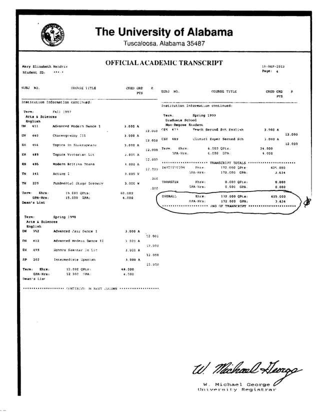 UA BA Transcripts without SSN | PDF
