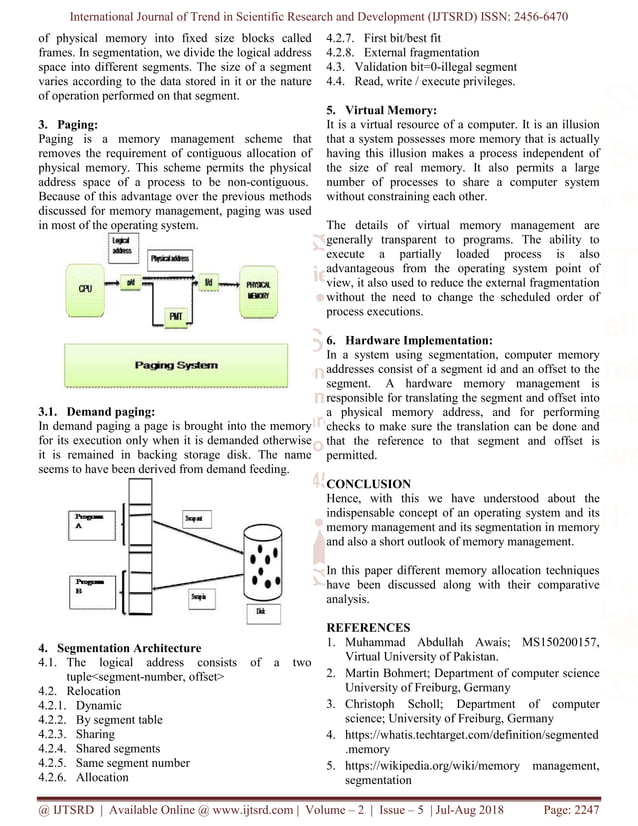 Memory Management in Operating System | PDF