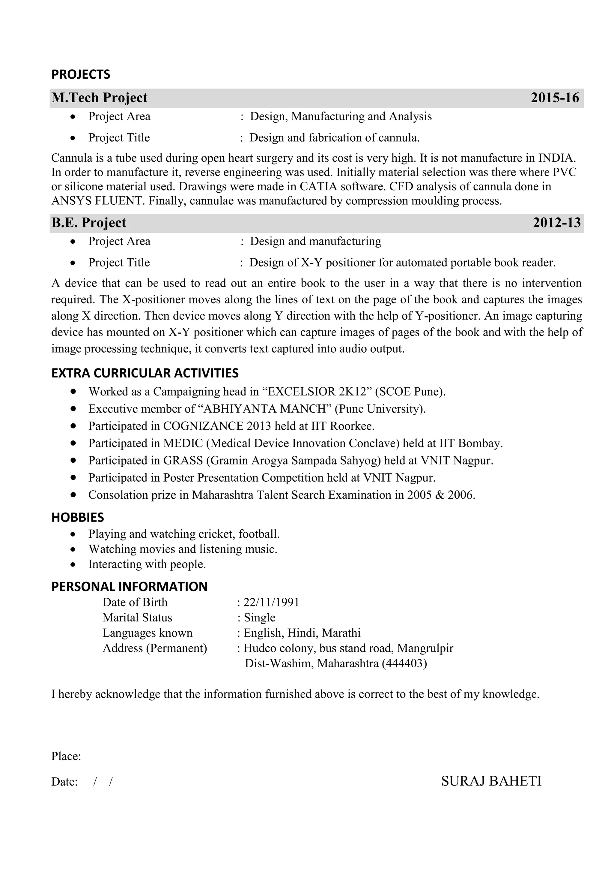 Suraj Baheti Resume | PDF