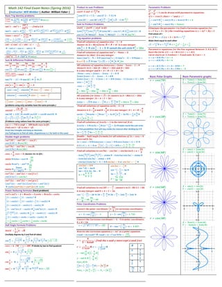 Pre-calculus 1, 2 and Calculus I (exam notes) | PDF