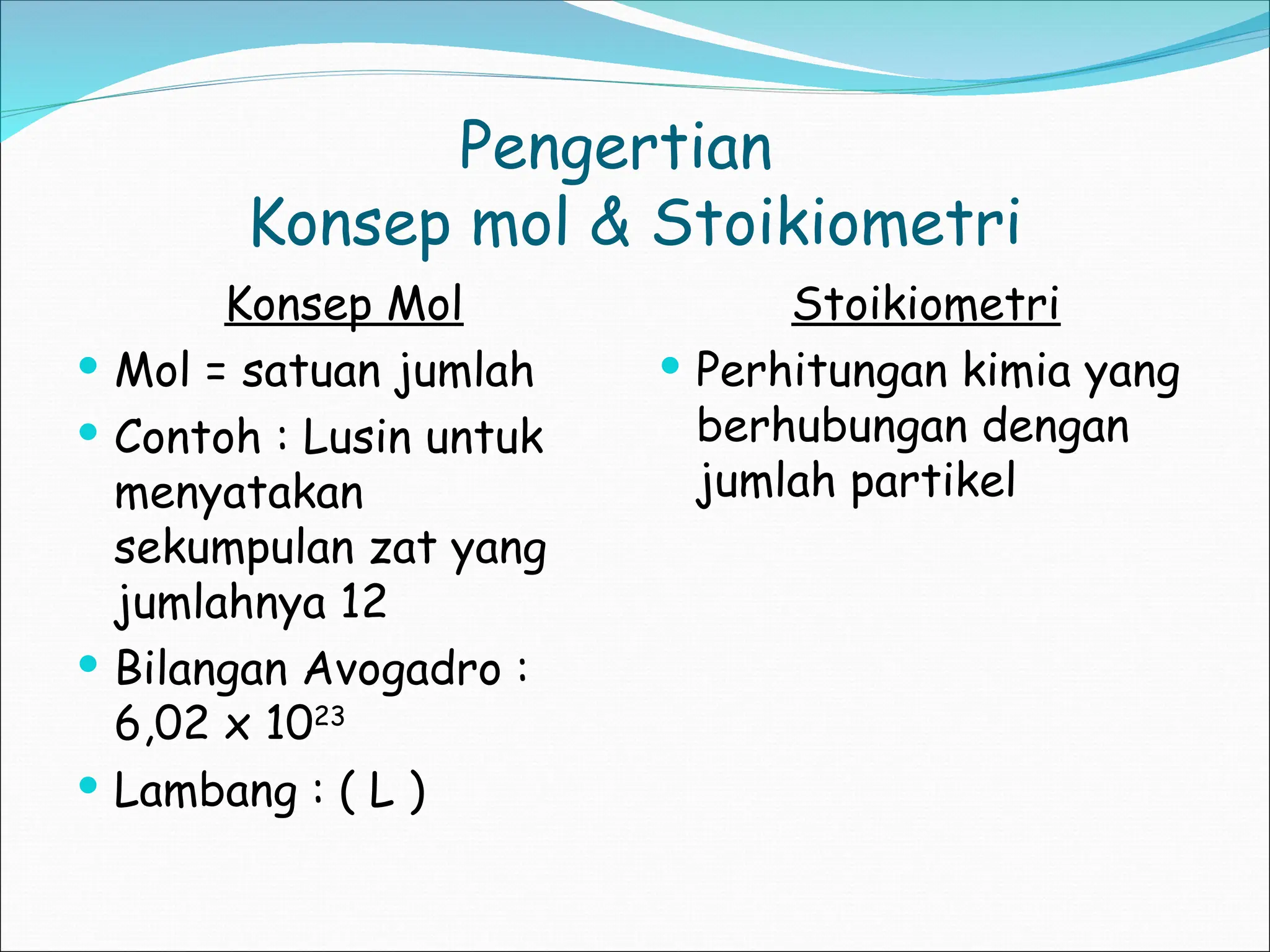 Perhitungan Kimia (Stoikiometri Kimia) Kelas X | PPT