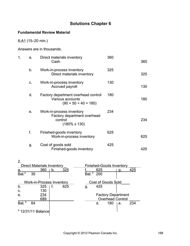 Management Accounting Canadian 6th Edition Horngren Solutions Manual | PDF