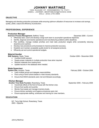 Johnny's Resume | DOC