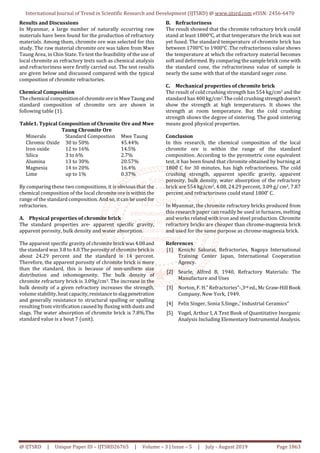 Study on the Analysis of Chromite Refractory Brick from Mwe Taung ...
