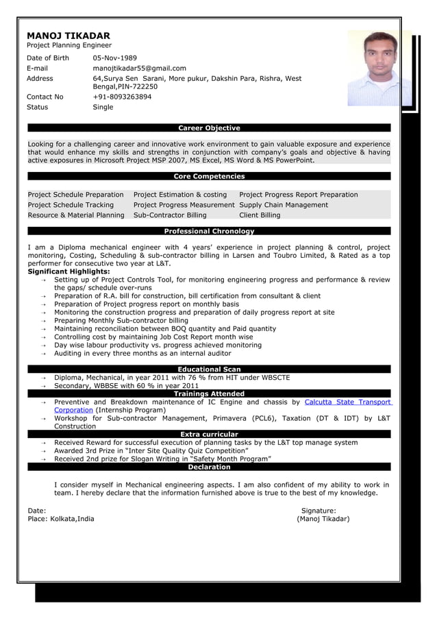 MANOJ - RESUME | PDF