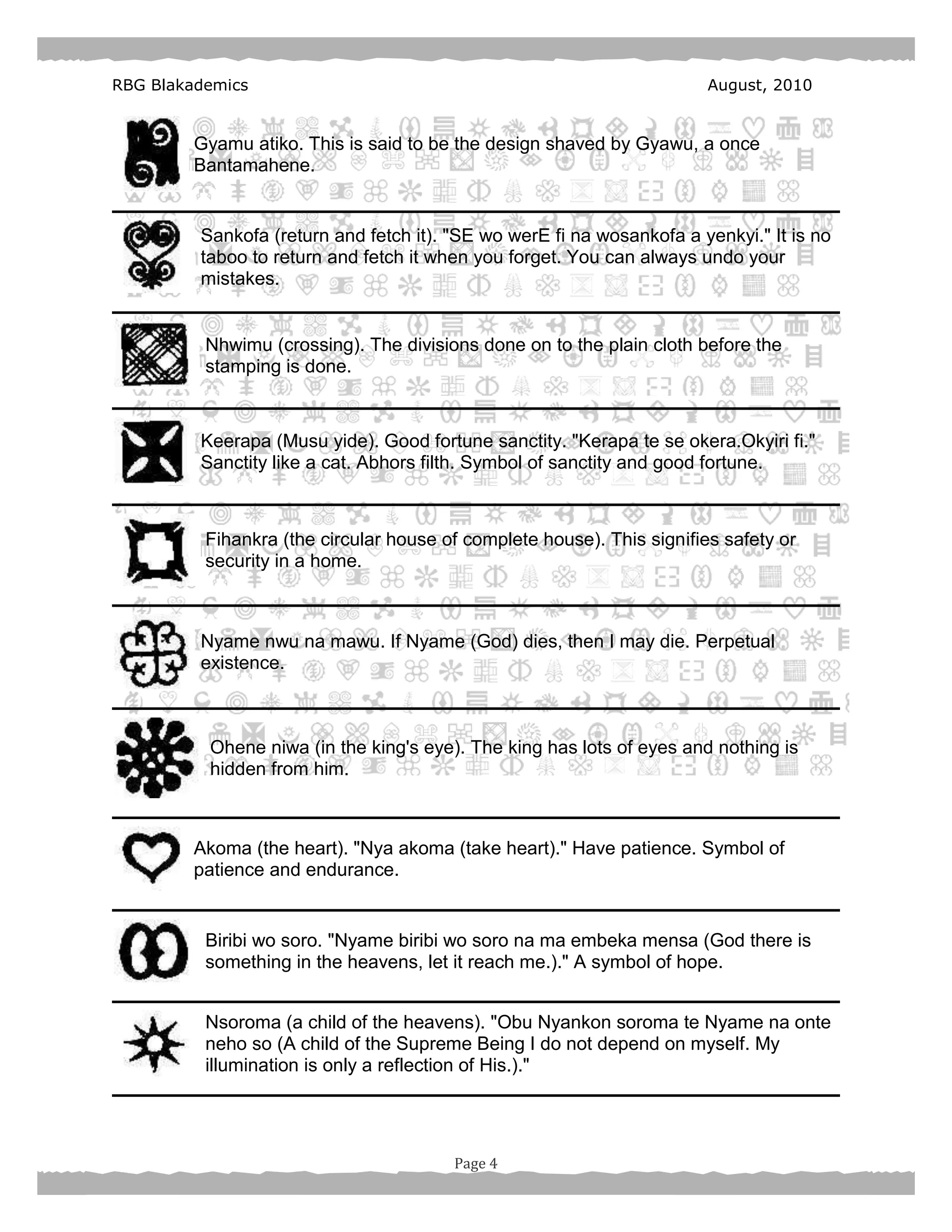 Adinkra Symbols: A New (Nu ) Afrikan Aphorist Collection | PDF | Africa ...