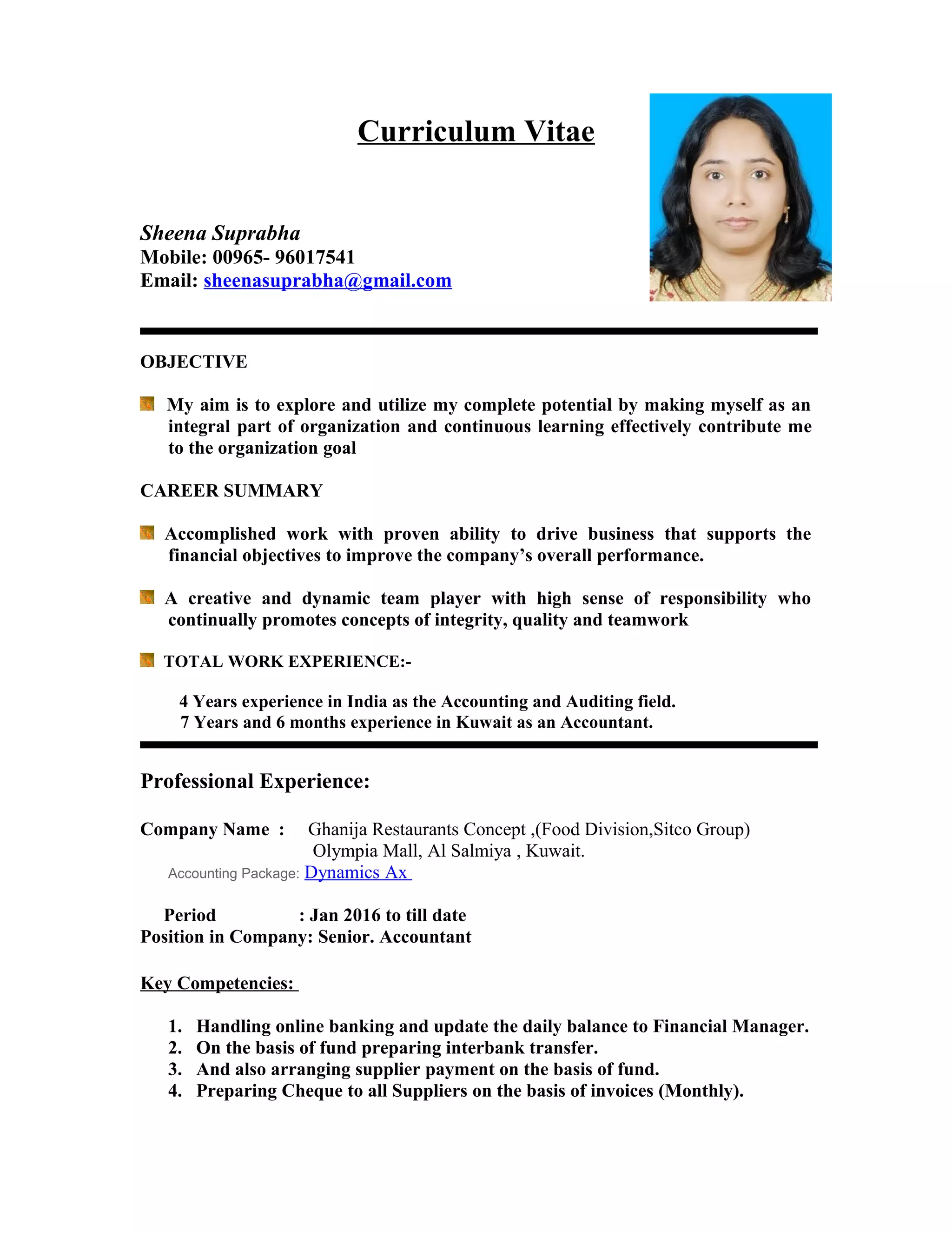 Sheena updated Curriculum Vitae | DOC