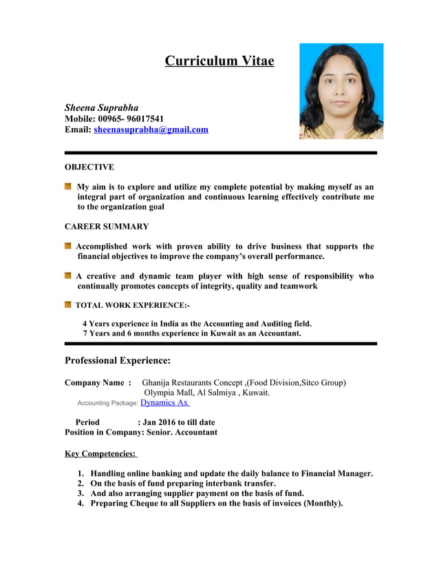 Sheena updated Curriculum Vitae | PDF