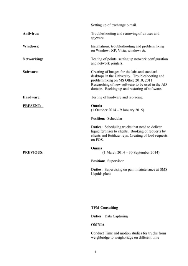 CV - Ian van Zyl | PDF