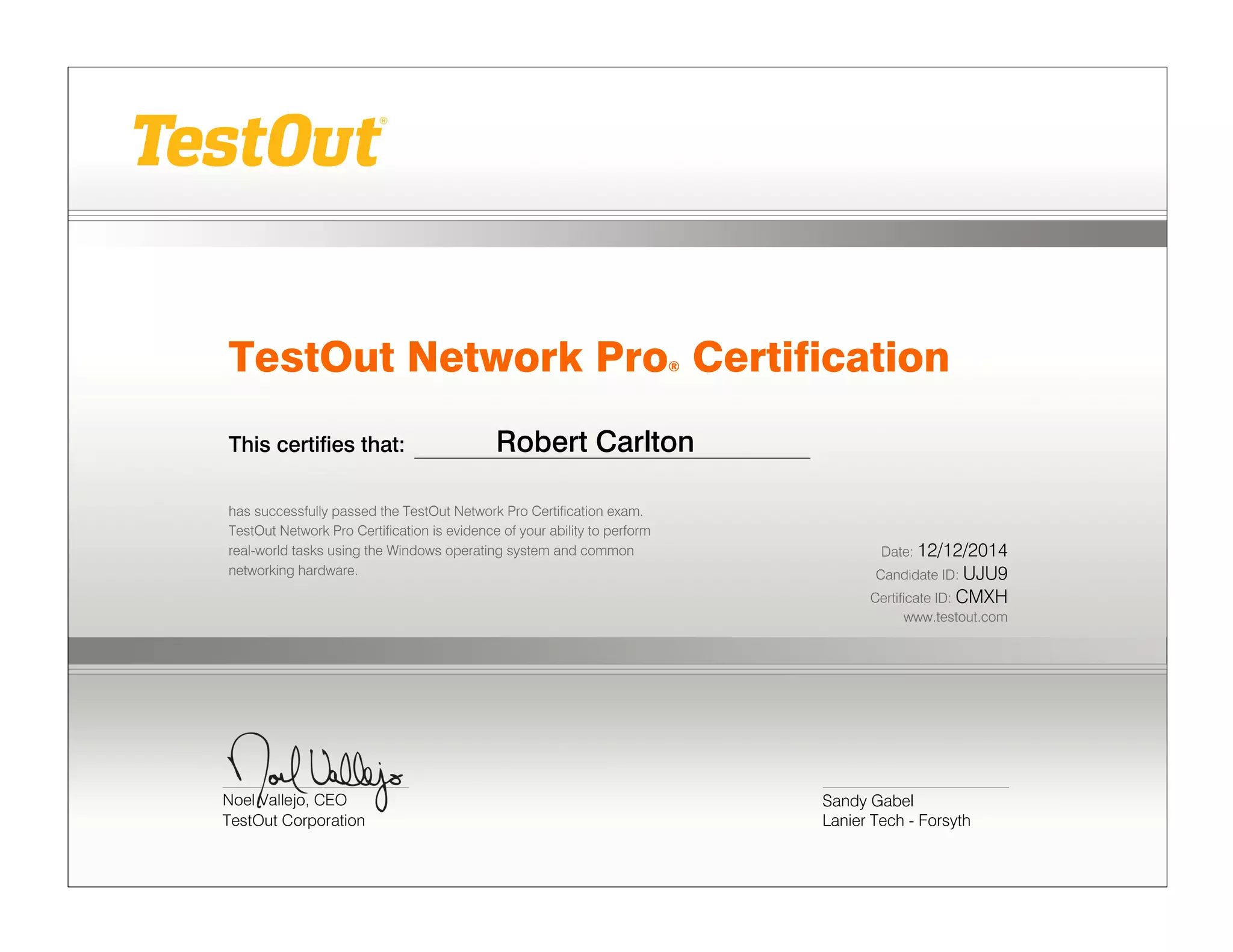 Network Pro Certificate_Robert Carlton | PDF