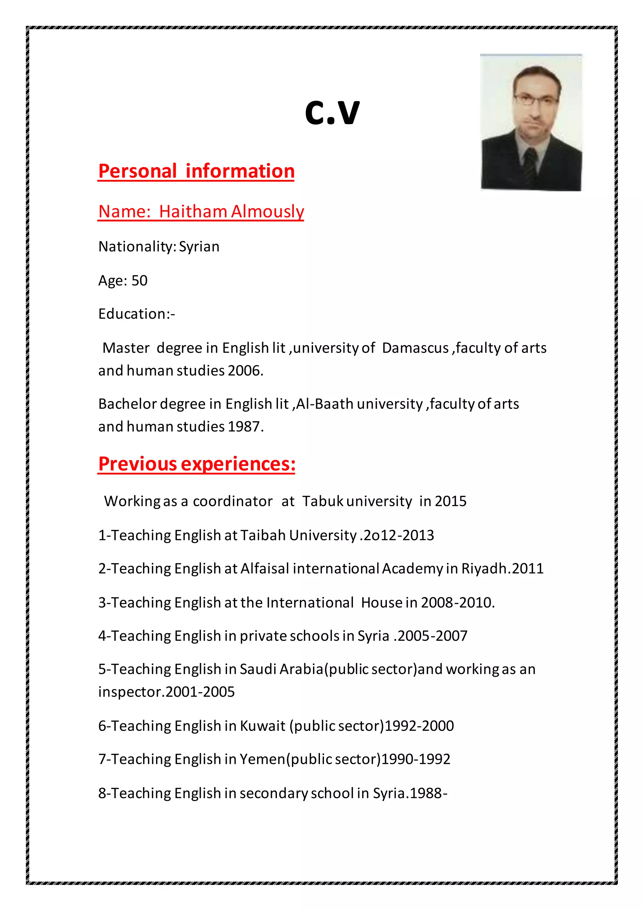 new Haitham CV | PDF
