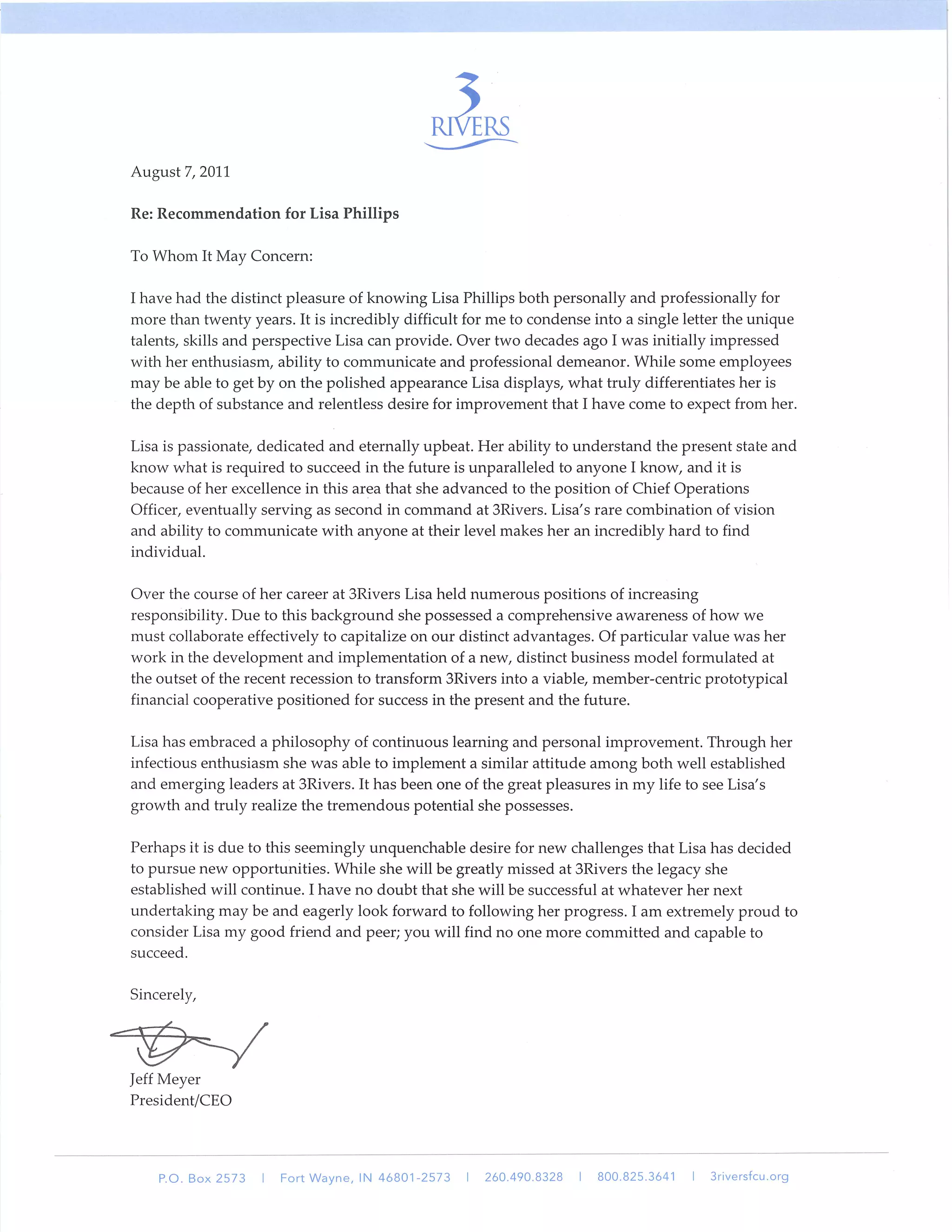 3Rivers CEO recommendation | PDF