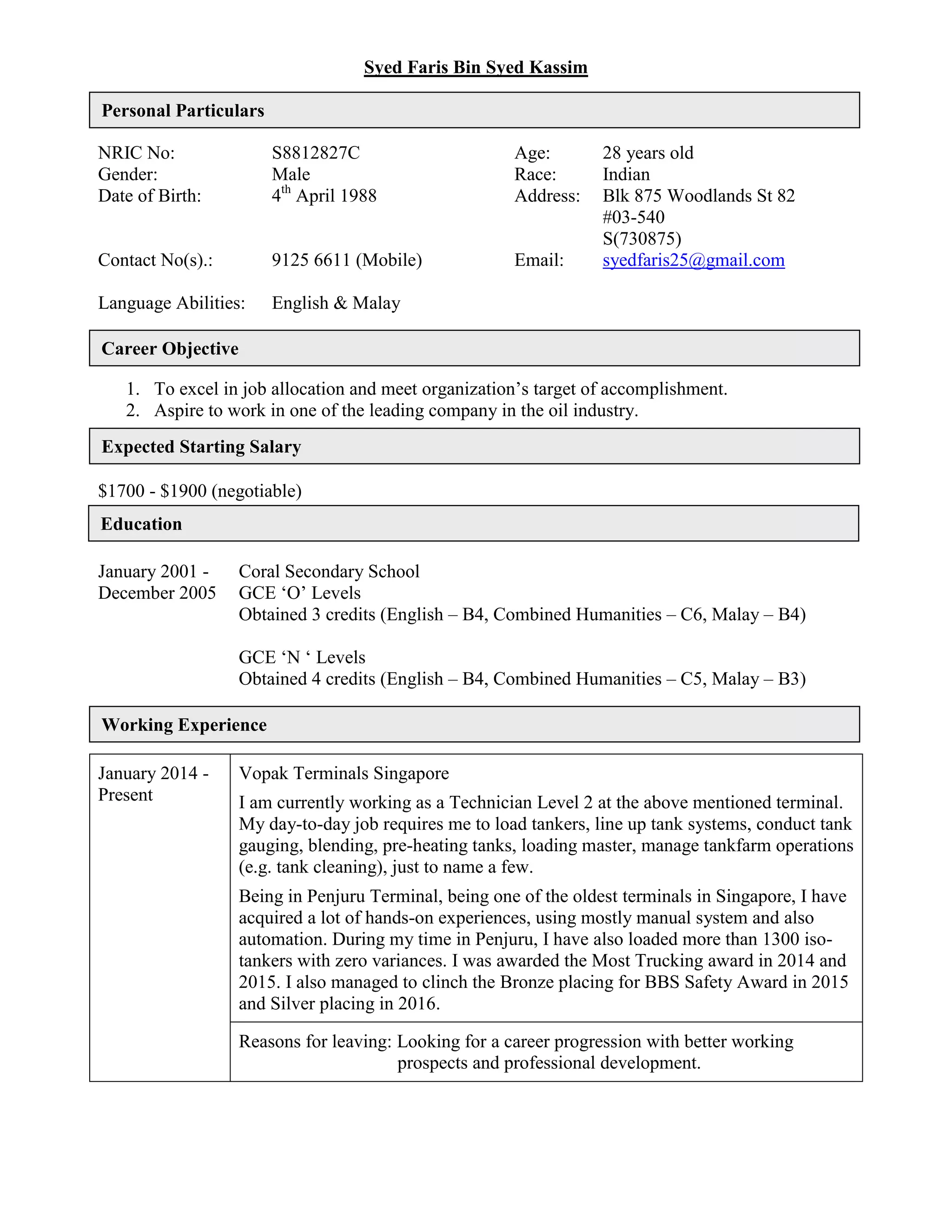 Syed Faris_Resume | PDF