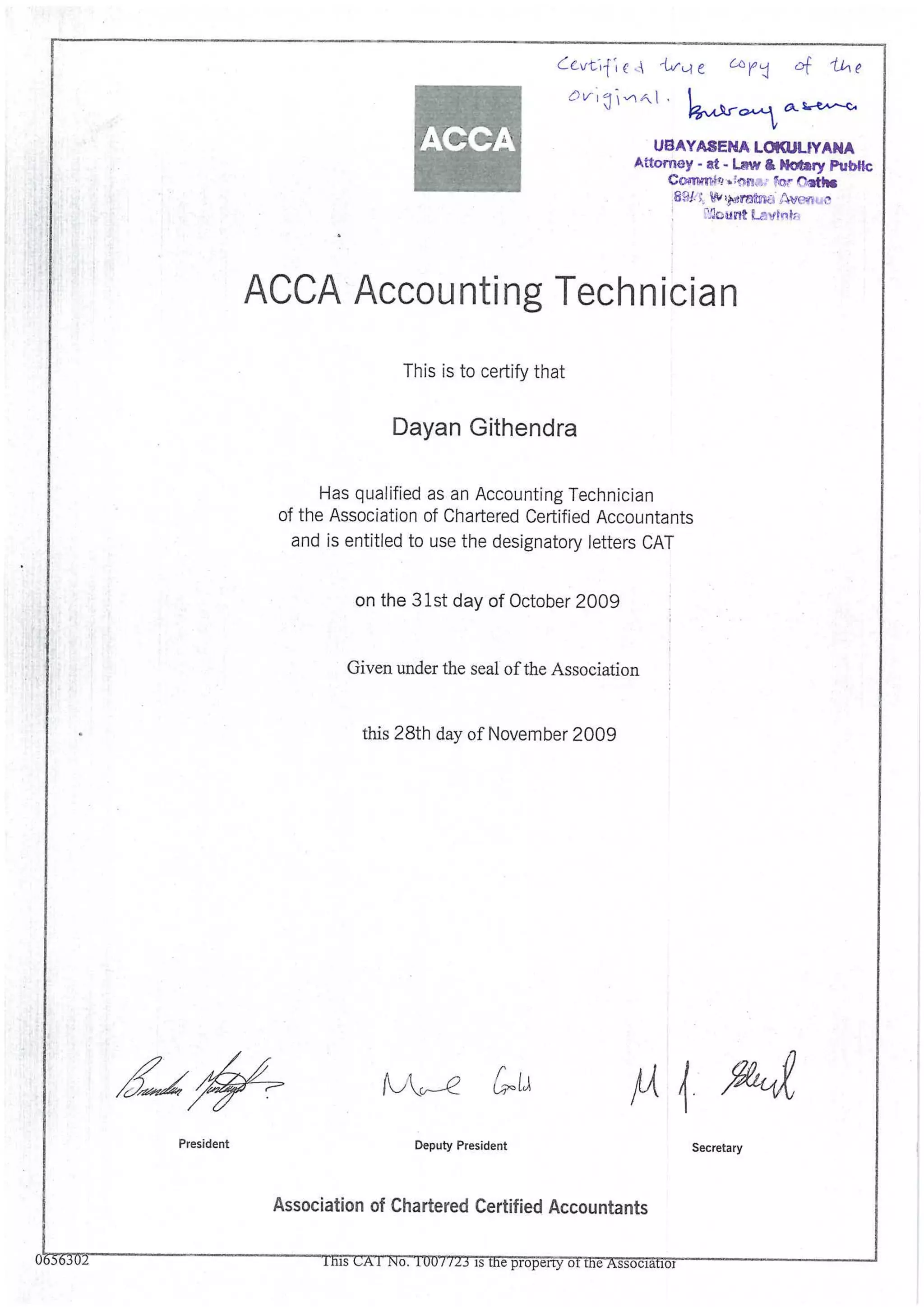 ACCA CAT Certificate | PDF