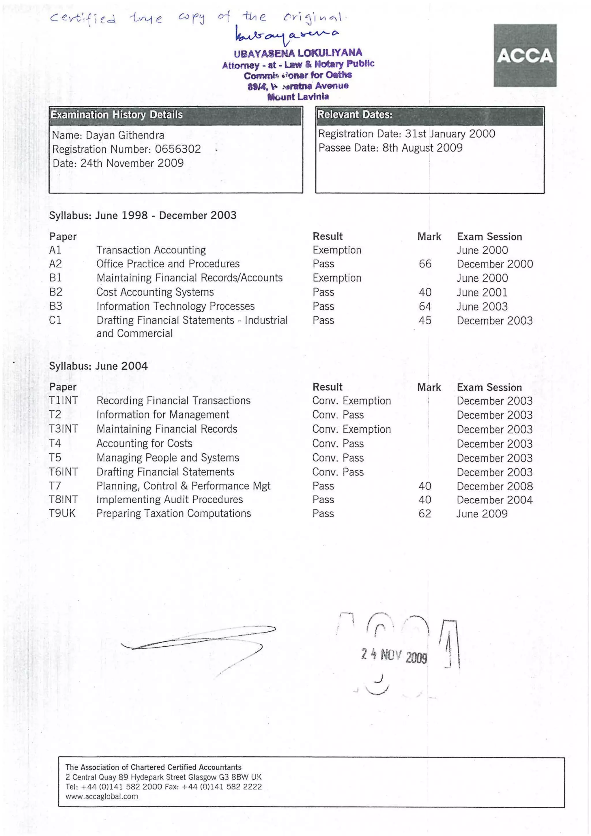 ACCA CAT Certificate | PDF
