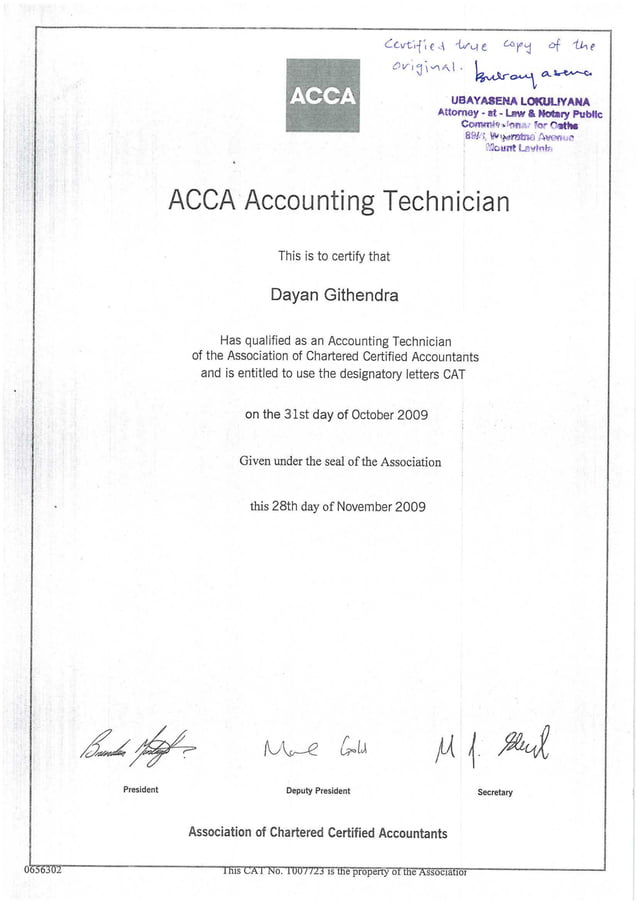 ACCA CAT Certificate | PDF