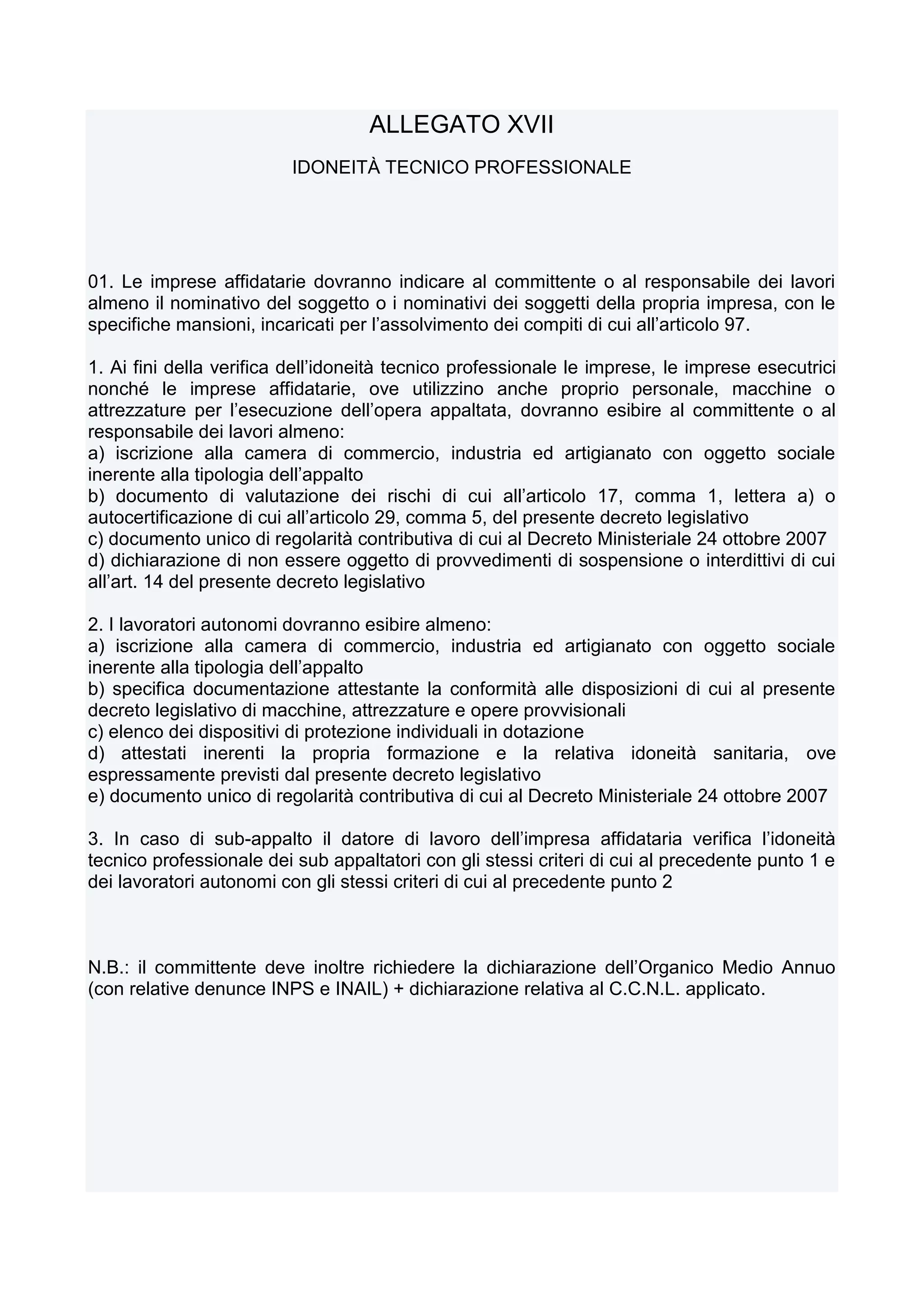 35_ALLEGATO XVII Idoneità Tecnico Professionale | PDF