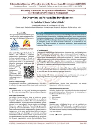 An Overview on Personality Development | PDF