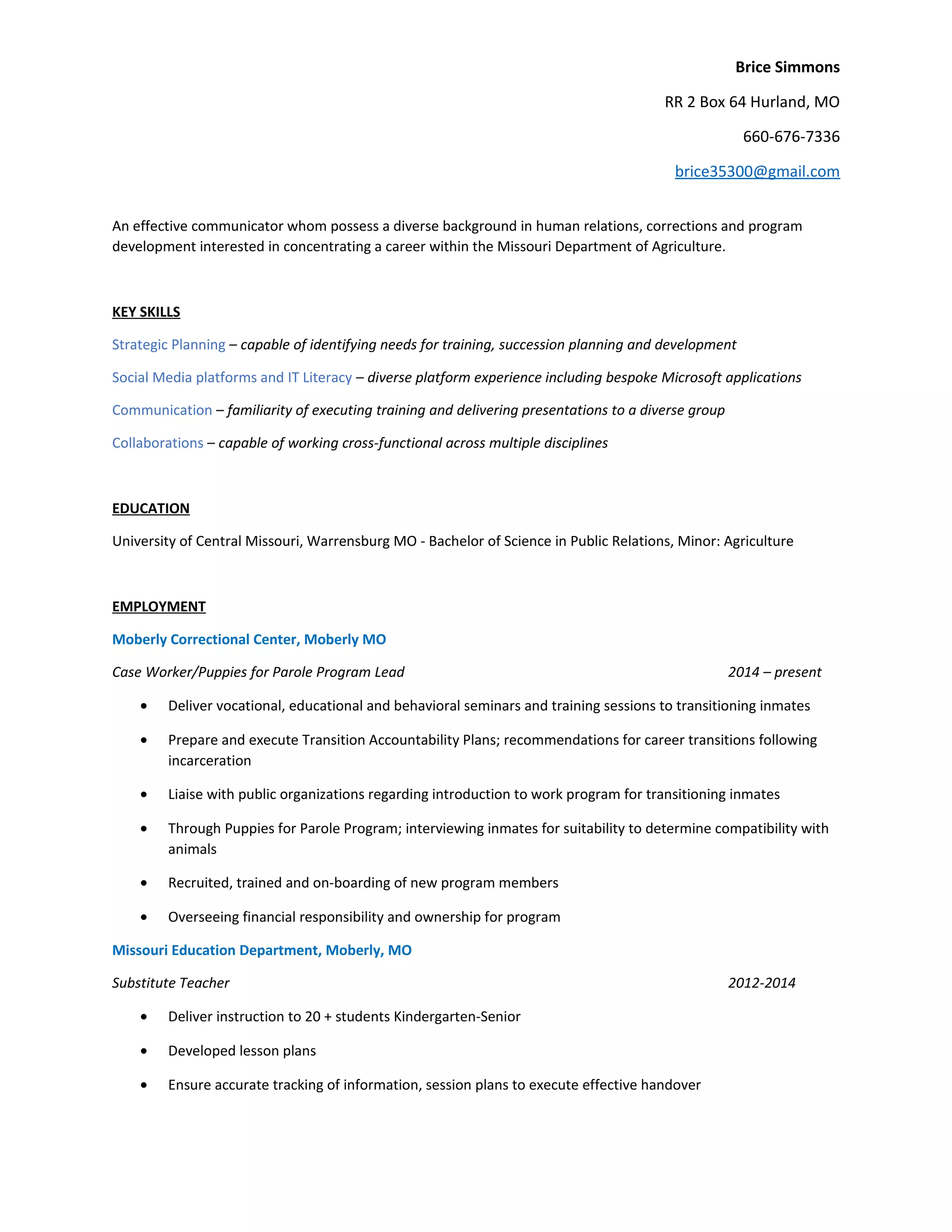 Brice Simmons Resume | PDF