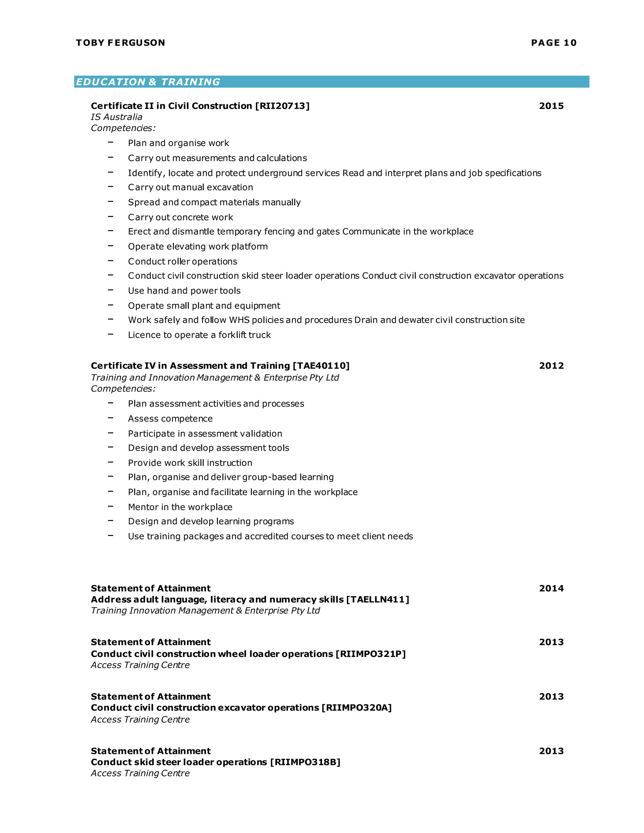 Resume - Toby Ferguson 2016 | DOCX