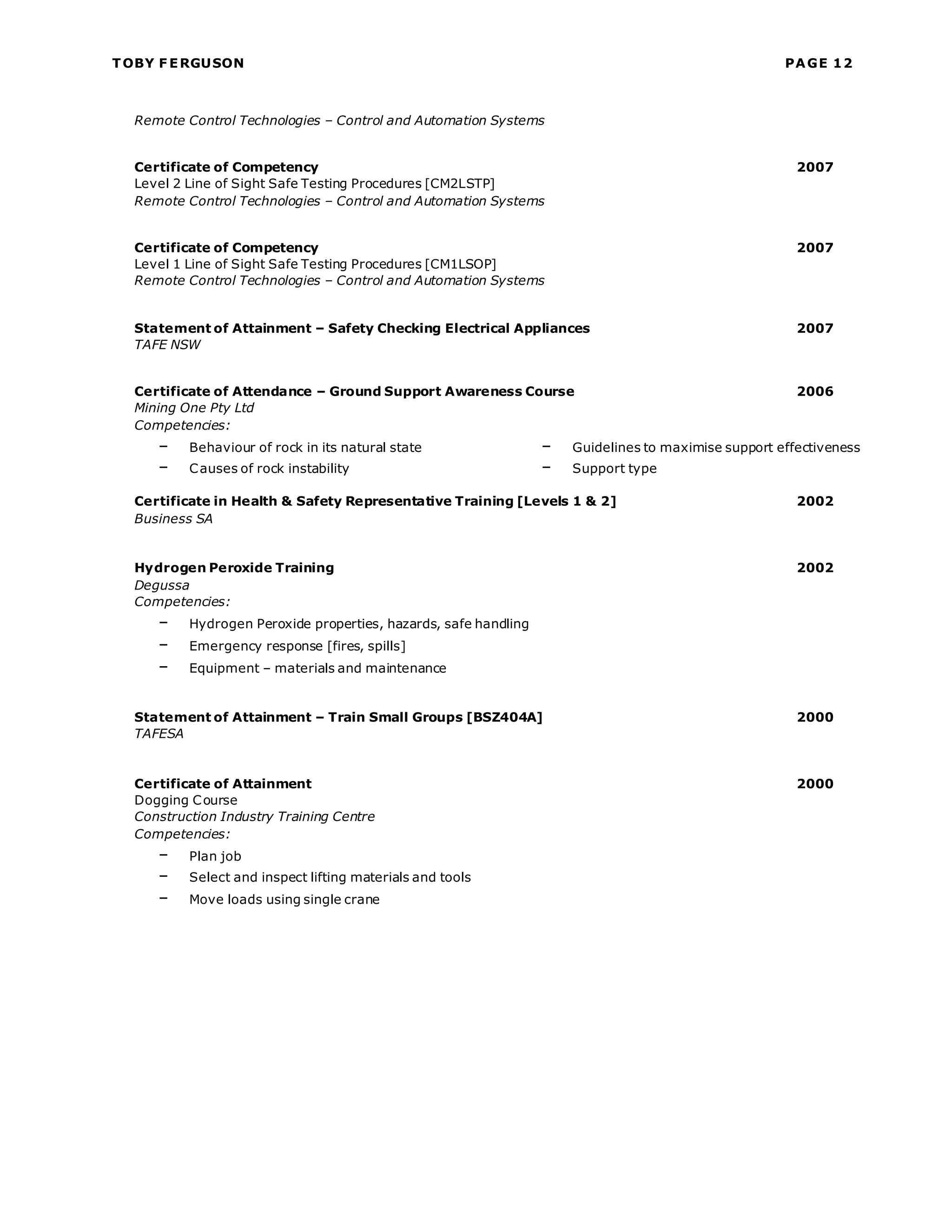 Resume - Toby Ferguson 2016 | DOCX