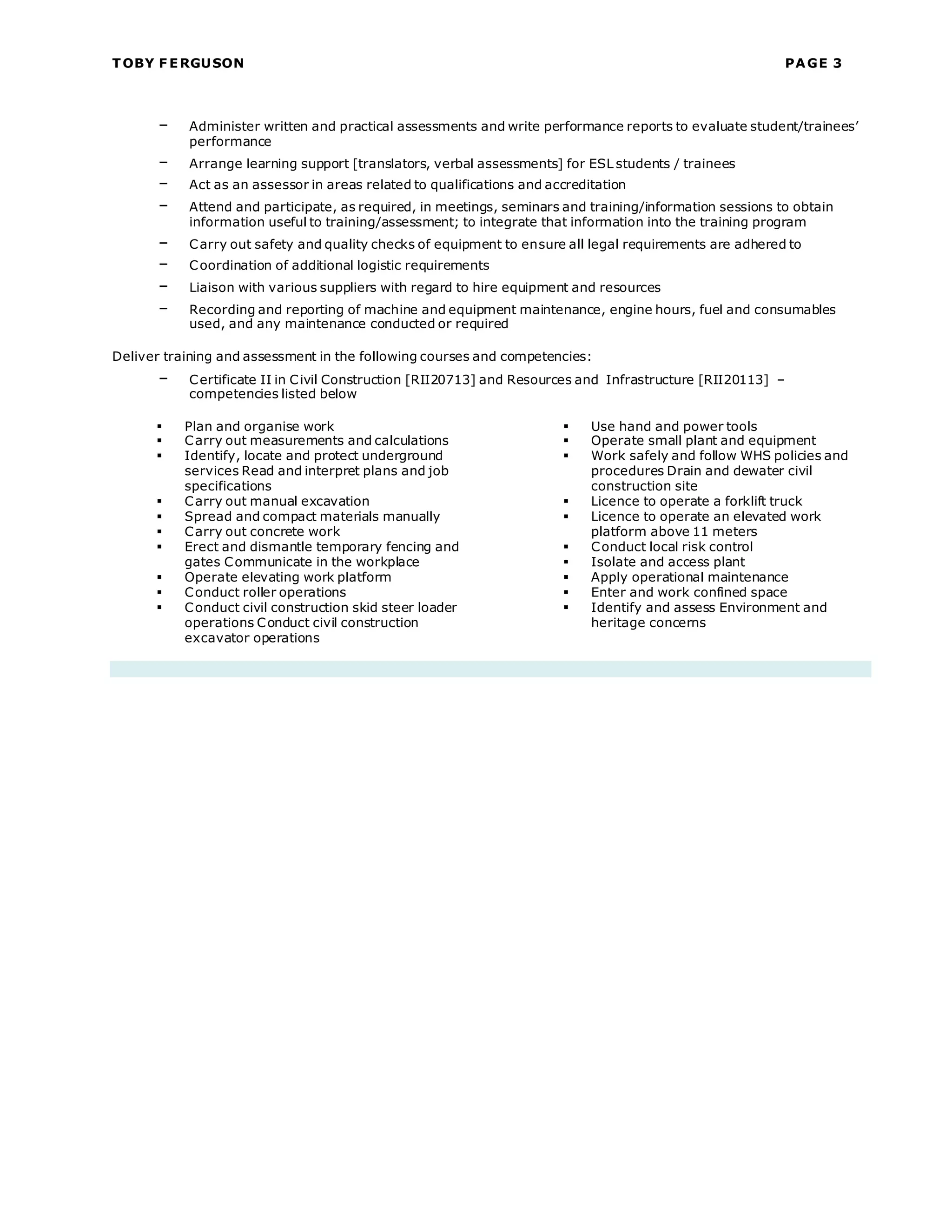 Resume - Toby Ferguson 2016 | DOCX
