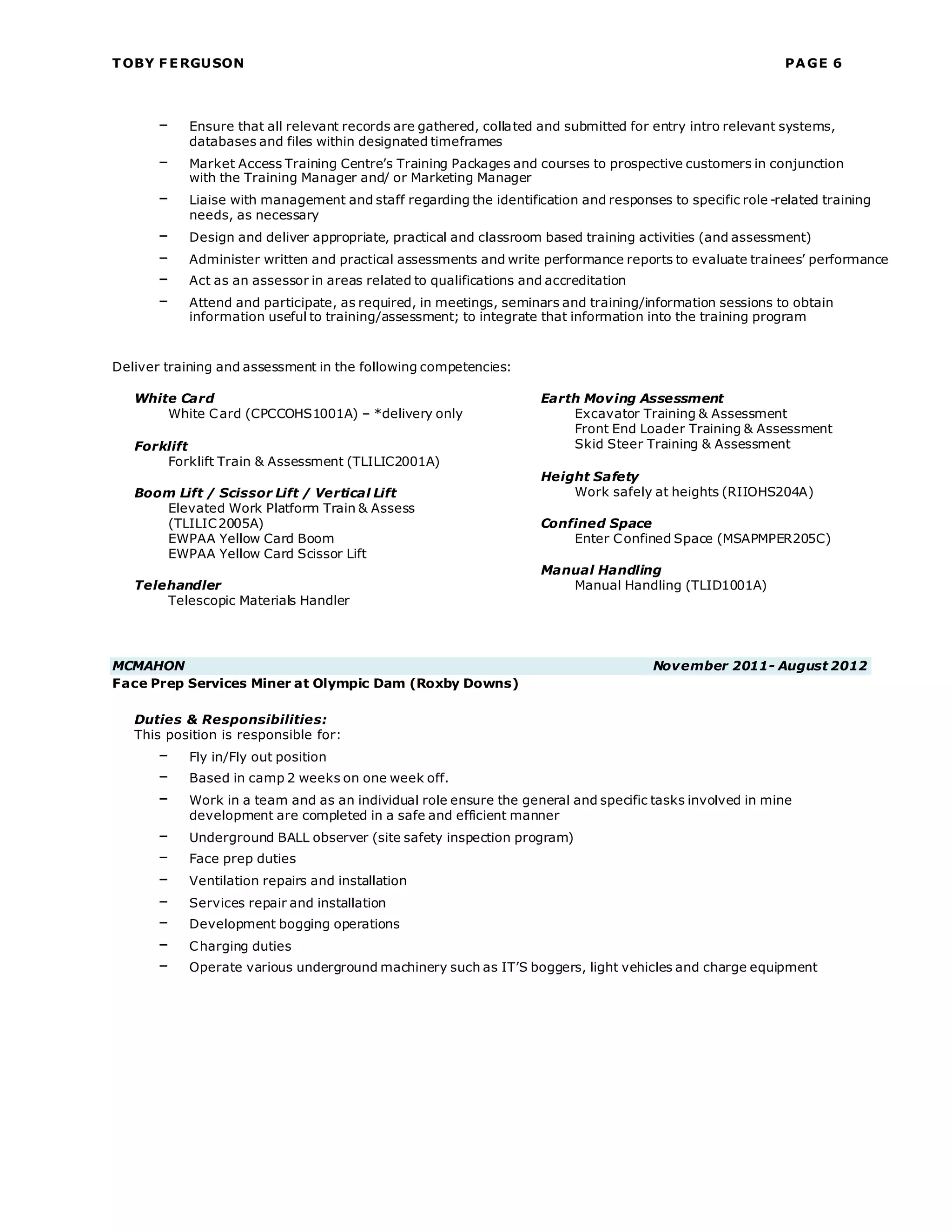 Resume - Toby Ferguson 2016 | DOCX