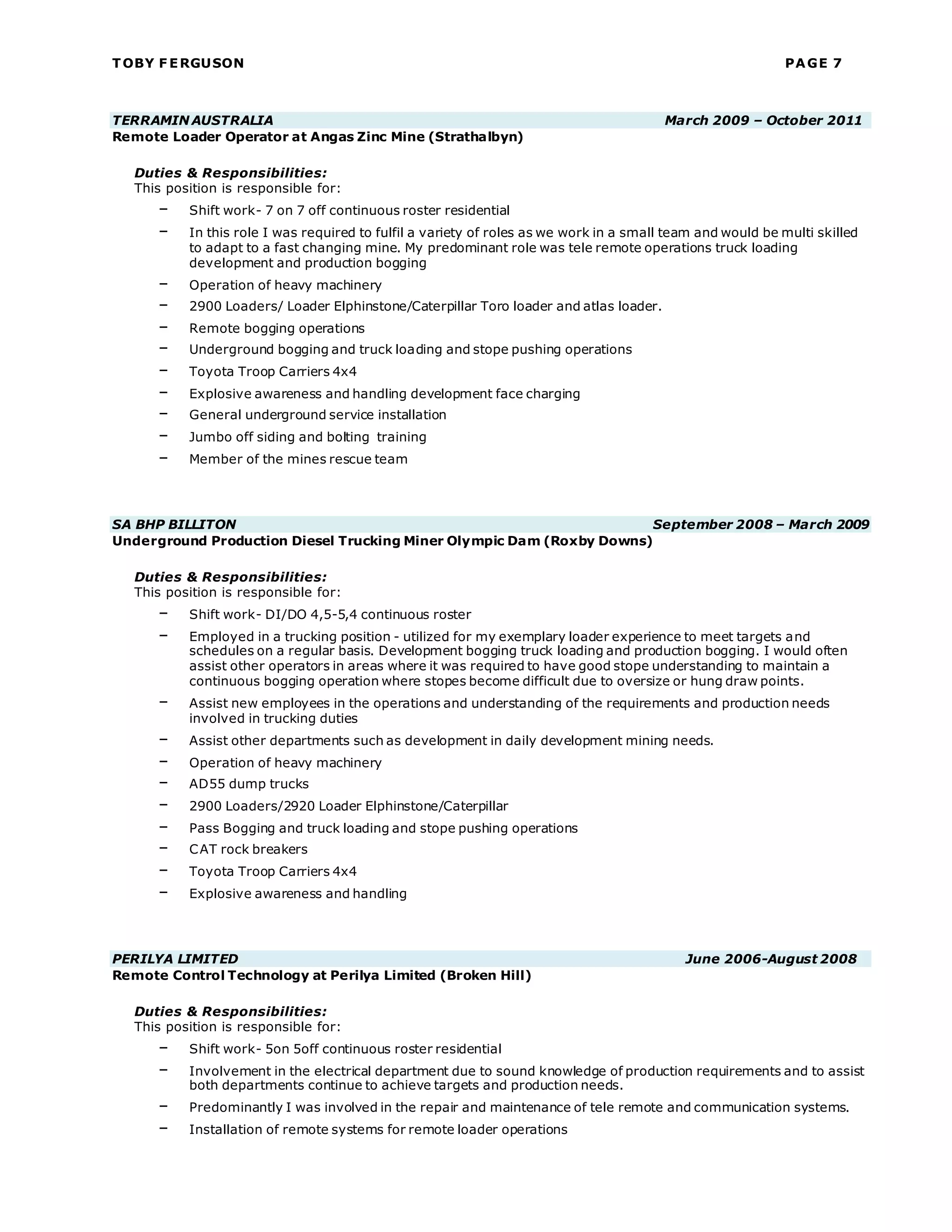 Resume - Toby Ferguson 2016 | DOCX