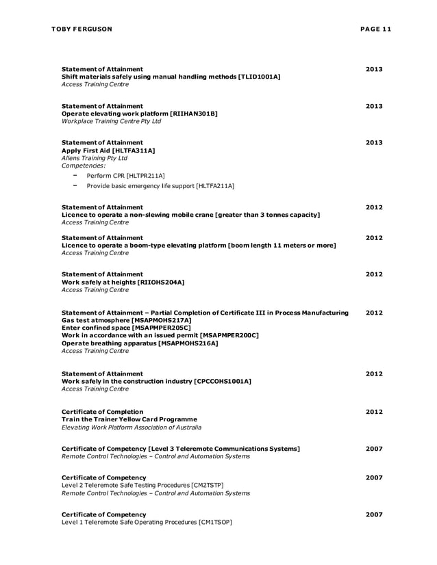 Resume - Toby Ferguson 2016 | PDF
