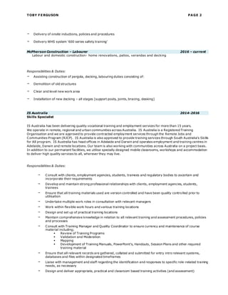 Resume - Toby Ferguson 2016 | DOCX