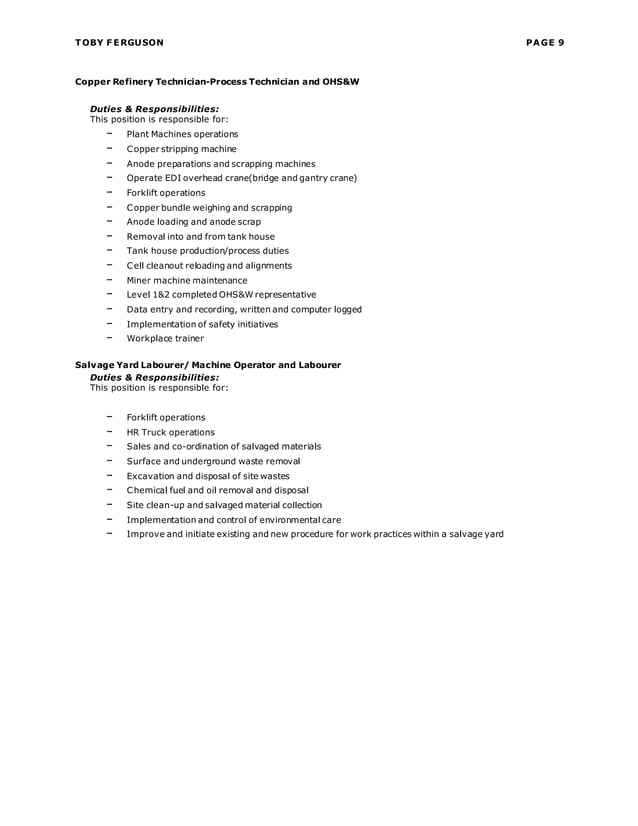 Resume - Toby Ferguson 2016 | PDF