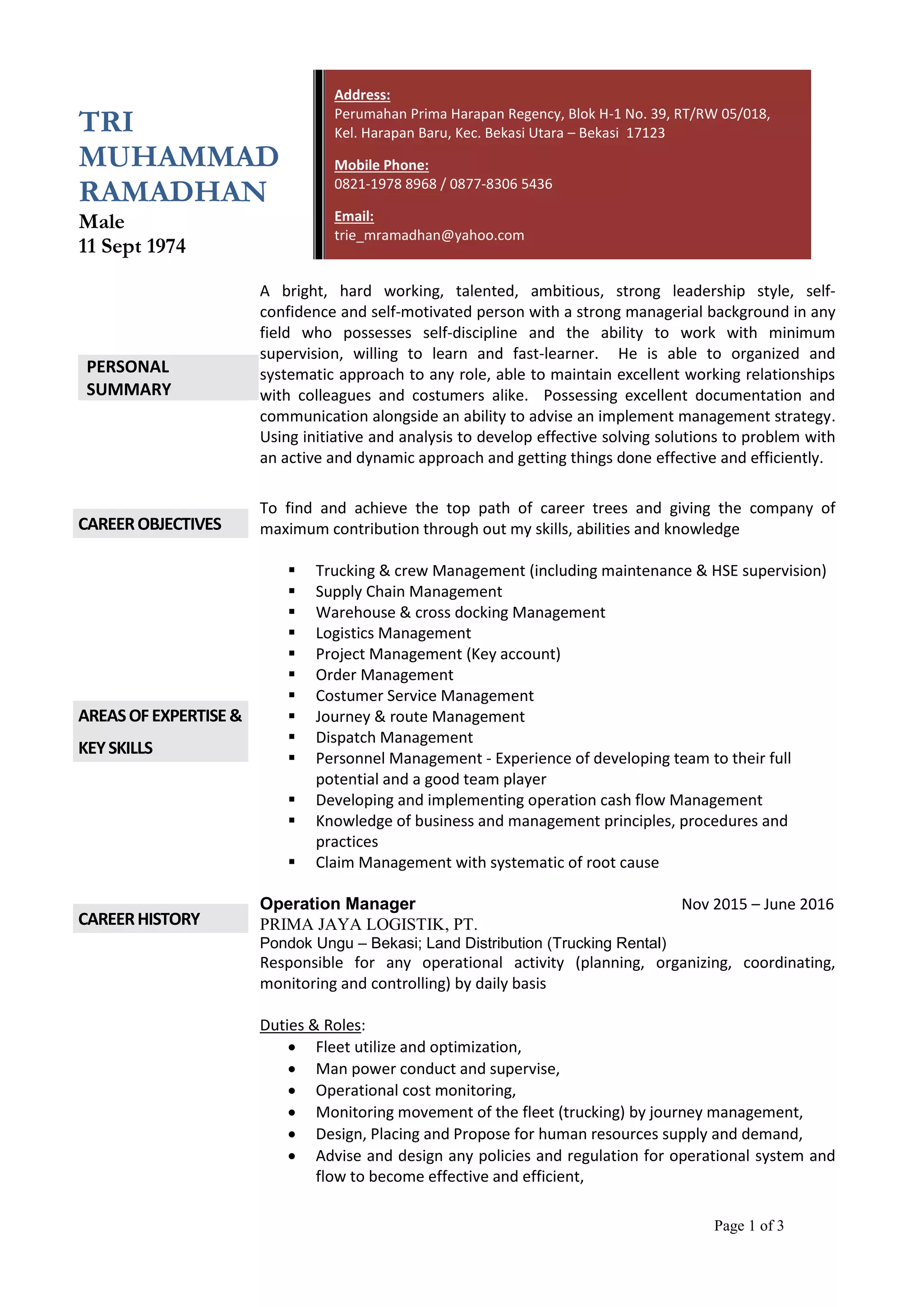 Resume of Tri MR-Okt | PDF