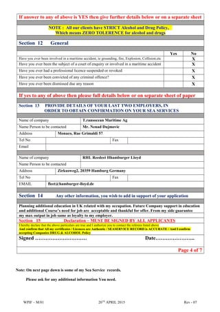 Maritime experience application | DOC | Infectious Diseases | Diseases ...