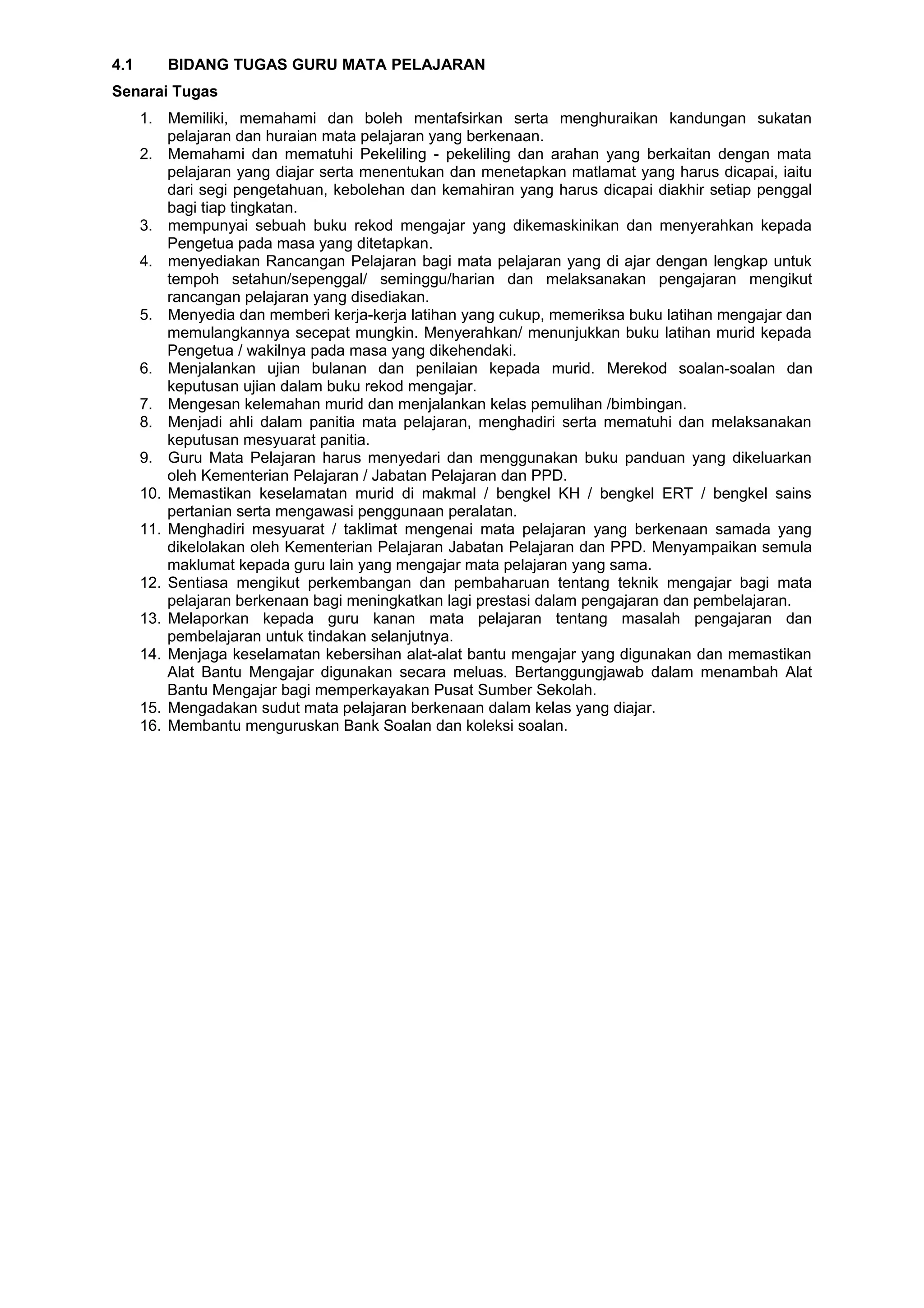(35)bidang tugas guru matapelajaran | DOC