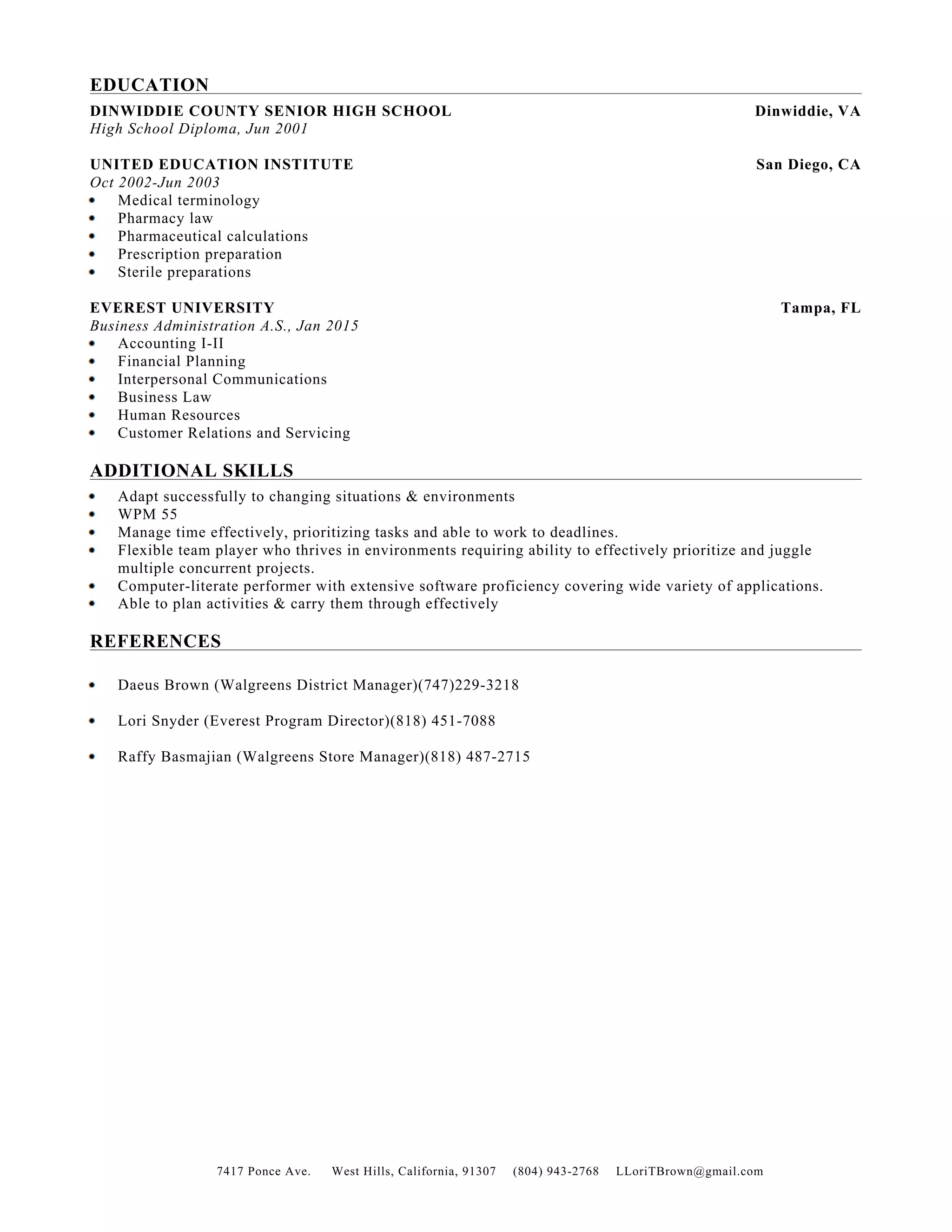 LoriBrownResume3 | PDF