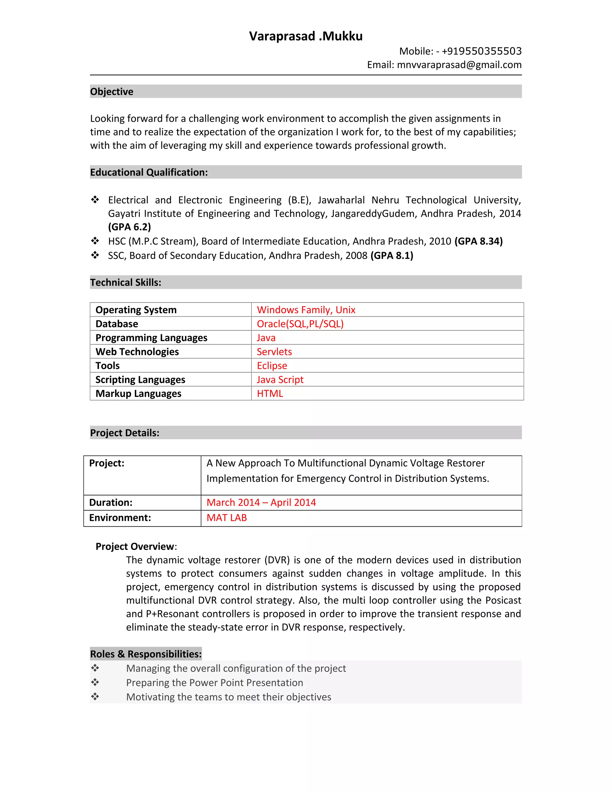 VaraprasadResume | DOC