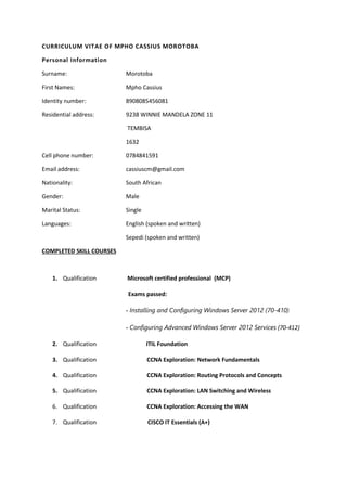 CV OF MC_MOROTOBA | PDF