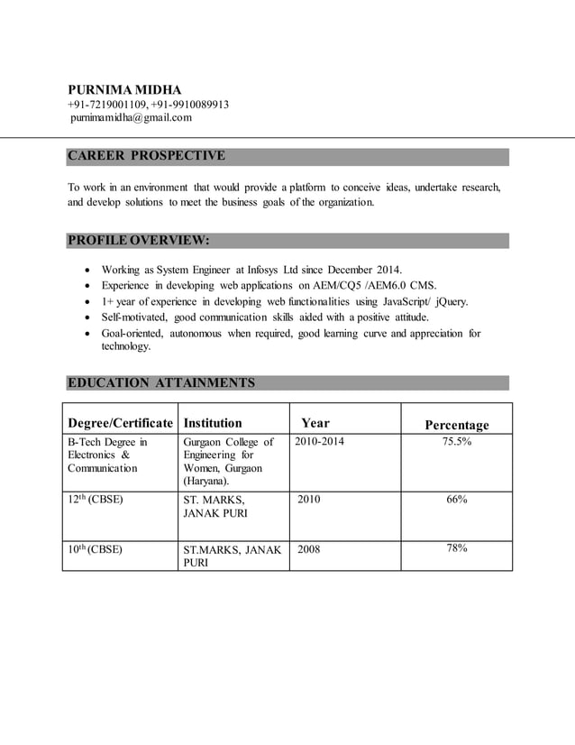 Purnima_resume | DOCX | Web Development | Internet