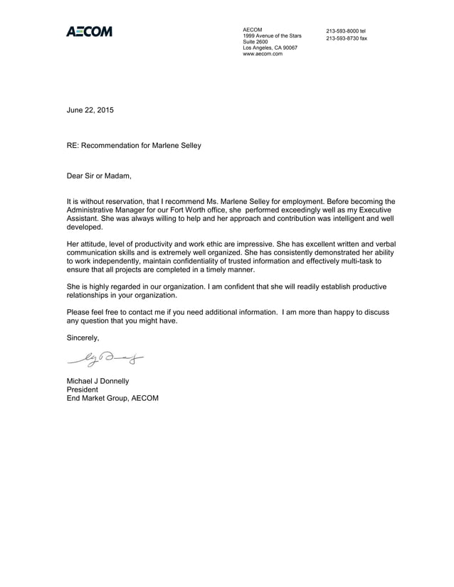 Letter of Recommendation - Donnelly, CEO | PDF