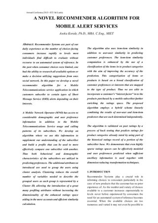 A novel recommender for mobile telecom alert services - linkedin | PDF